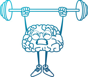 Cute brain cartoon doing exercise Royalty Free Vector Image