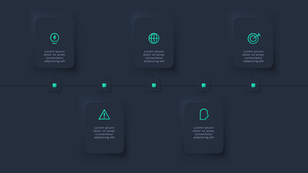 Neumorphic flowchart dark infographic creative Vector Image