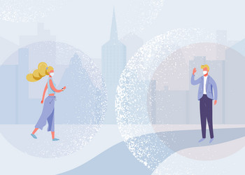 People greeting with social distancing Royalty Free Vector