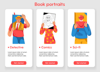 Template design for mobile app page with book Vector Image