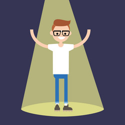 Famous person under spotlight talking and giving Vector Image