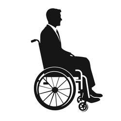 Man on a wheelchair black icon white Royalty Free Vector