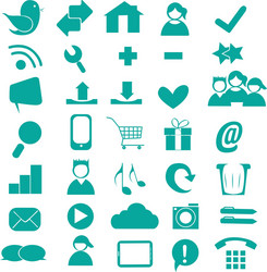 Twenty five blue icons web pages in white Vector Image