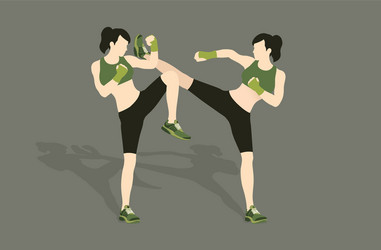 Young woman body combat and fitness Royalty Free Vector