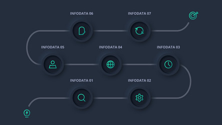 Neumorphic flowchart dark infographic creative Vector Image