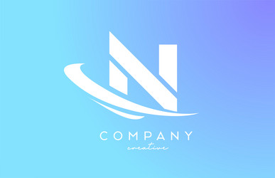 White blue alphabet letter n logo company icon Vector Image