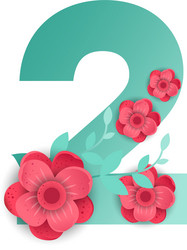 Floral numbers colorful flowers number 2 Vector Image