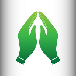 Hand icon green gradient Royalty Free Vector Image