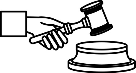 Judge hand with justice hammer Royalty Free Vector Image