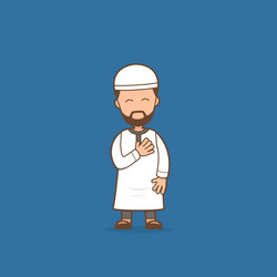 Religious muslim man cartoon character giving Vector Image