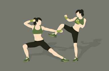 Young woman fighting body combat Royalty Free Vector Image