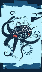 Hand drawn lettering in octopus silhouette Vector Image