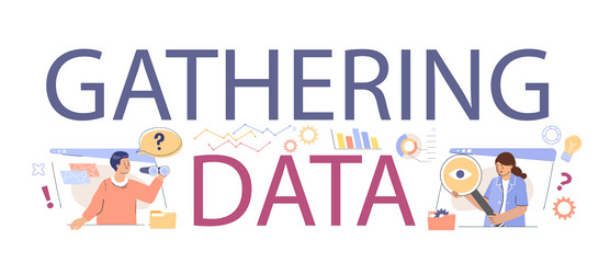 Gathering data flat infographic Royalty Free Vector Image