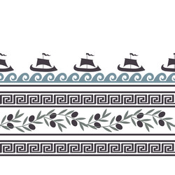 Cute seamless border with olives wheat and greek Vector Image