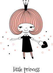 Little princess line art 2 Royalty Free Vector Image