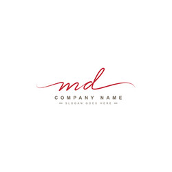 Md handwritten signature logo - logo template Vector Image