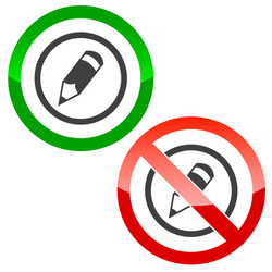 Pencil permission signs set Royalty Free Vector Image