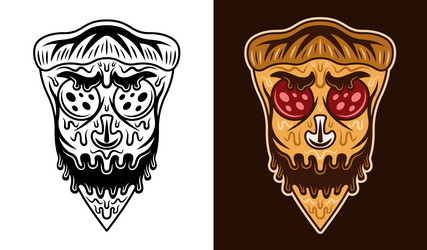 Pizza skull spooky fast food Royalty Free Vector Image