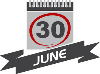 June 30 flat daily calendar icon date Royalty Free Vector