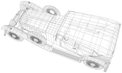 Classic car retro wire-frame line Royalty Free Vector Image