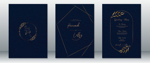 Wedding invitation card dark blue background Vector Image