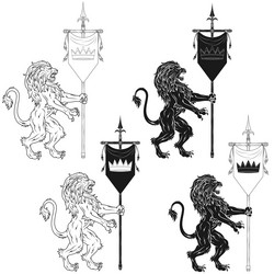 Design of lion with pennant Royalty Free Vector Image