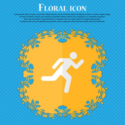 Running man sign icon blue and white abstract Vector Image