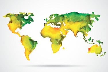 Watercolor world map in on wight background Vector Image