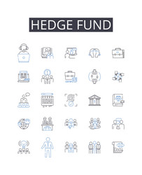 Hedge fund line icons collection wealth Royalty Free Vector
