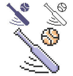 Pixel icon baseball in three variants fully Vector Image