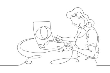 Eye on laptop screen open all-seeing Royalty Free Vector