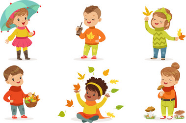 Autumn children s outdoor seasonal activities set Vector Image