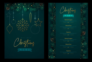 Restaurant menu design with christmas decorations Vector Image