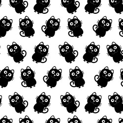 Black cat seamless pattern background Royalty Free Vector