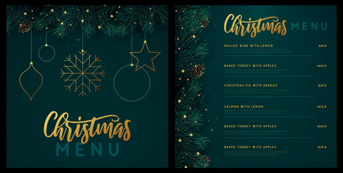 Restaurant menu design with christmas decorations Vector Image