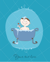 Cartoon little boy taking a bath Royalty Free Vector Image