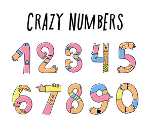 Cartoon numbers colored fun alphabet for school Vector Image