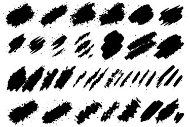 Paint brush black ink grunge strokes Royalty Free Vector