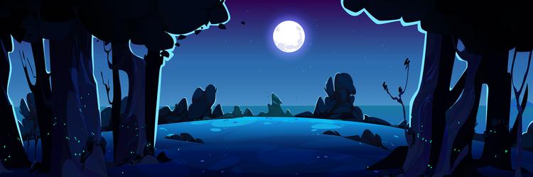 Day and night landscape with hills forest fir Vector Image