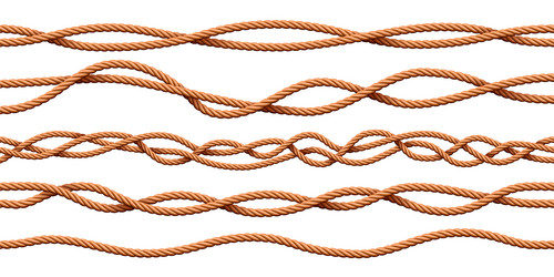Realistic rope elements curved sailor jute ropes Vector Image