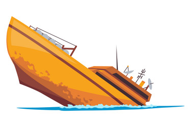 Damaged ships set crash or accident in sea Vector Image