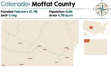 Map of moffat county in colorado Royalty Free Vector Image