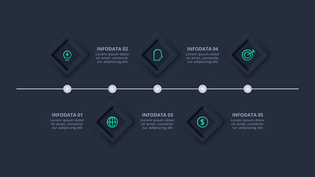 Neumorphic flowchart dark infographic creative Vector Image