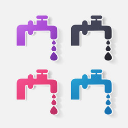 Paper clipped sticker faucet Royalty Free Vector Image