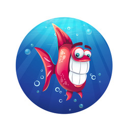 Funny fish cartoon smiling Royalty Free Vector Image