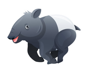 Cute malayan tapir standing as asian animal Vector Image
