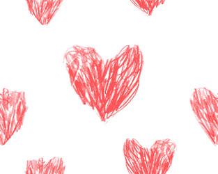 Heart drawn in red pencil children drawing Vector Image