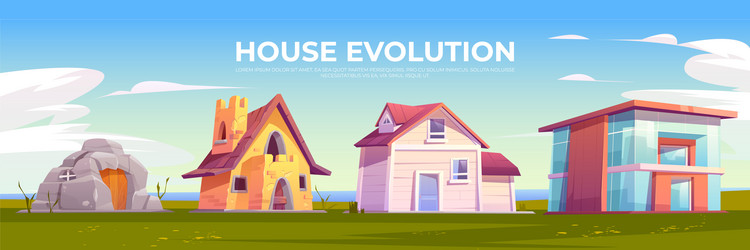 Evolution house architecture housing progress set Vector Image
