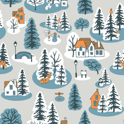 Winter forest seamless pattern Royalty Free Vector Image
