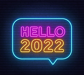 Hi there neon sign in the speech bubble on brick Vector Image